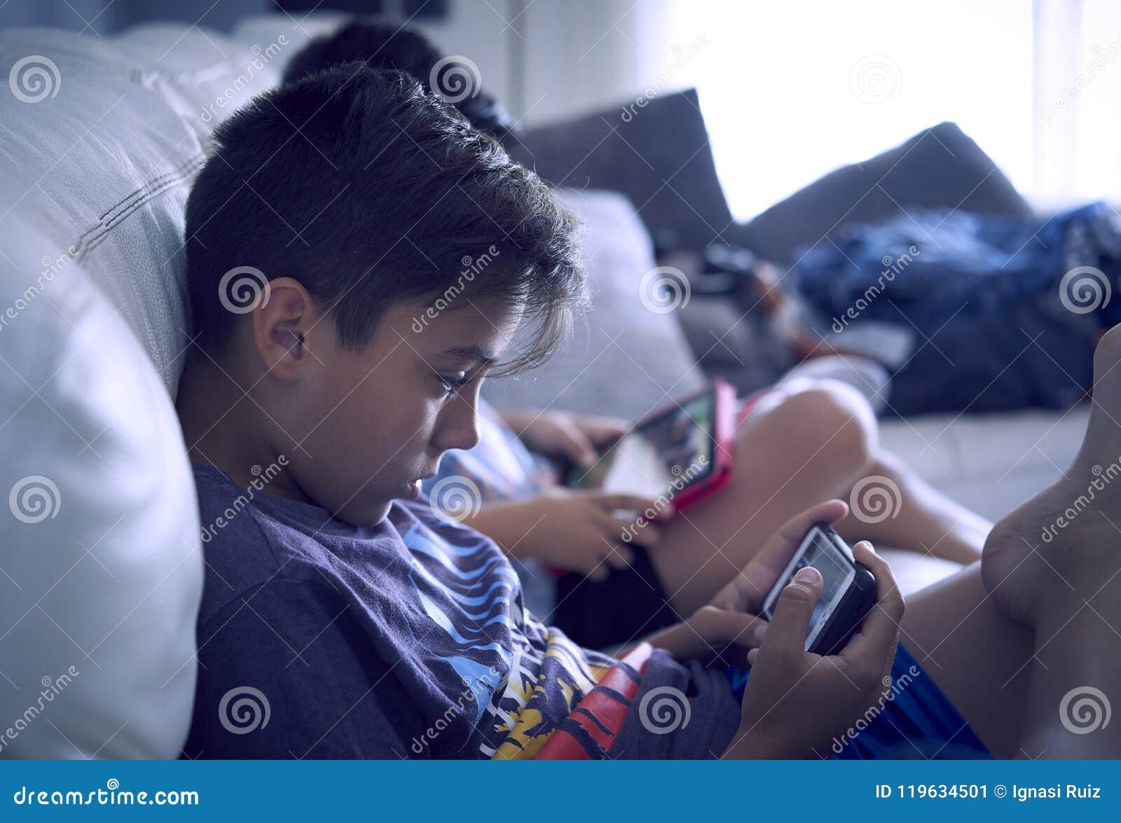 Boys Playing Console at Home Stock Image - Image of kids, button: 119634501