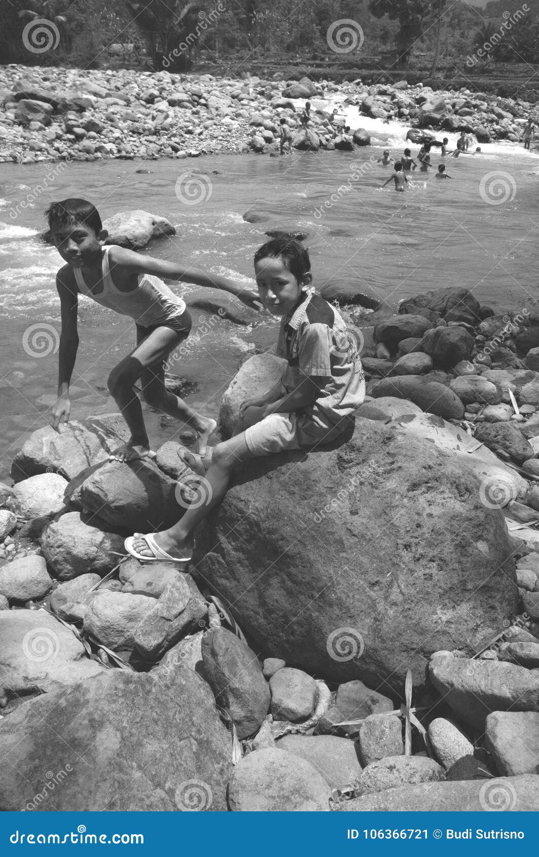Boys are Playing in the River Bank Editorial Photo - Image of door ...
