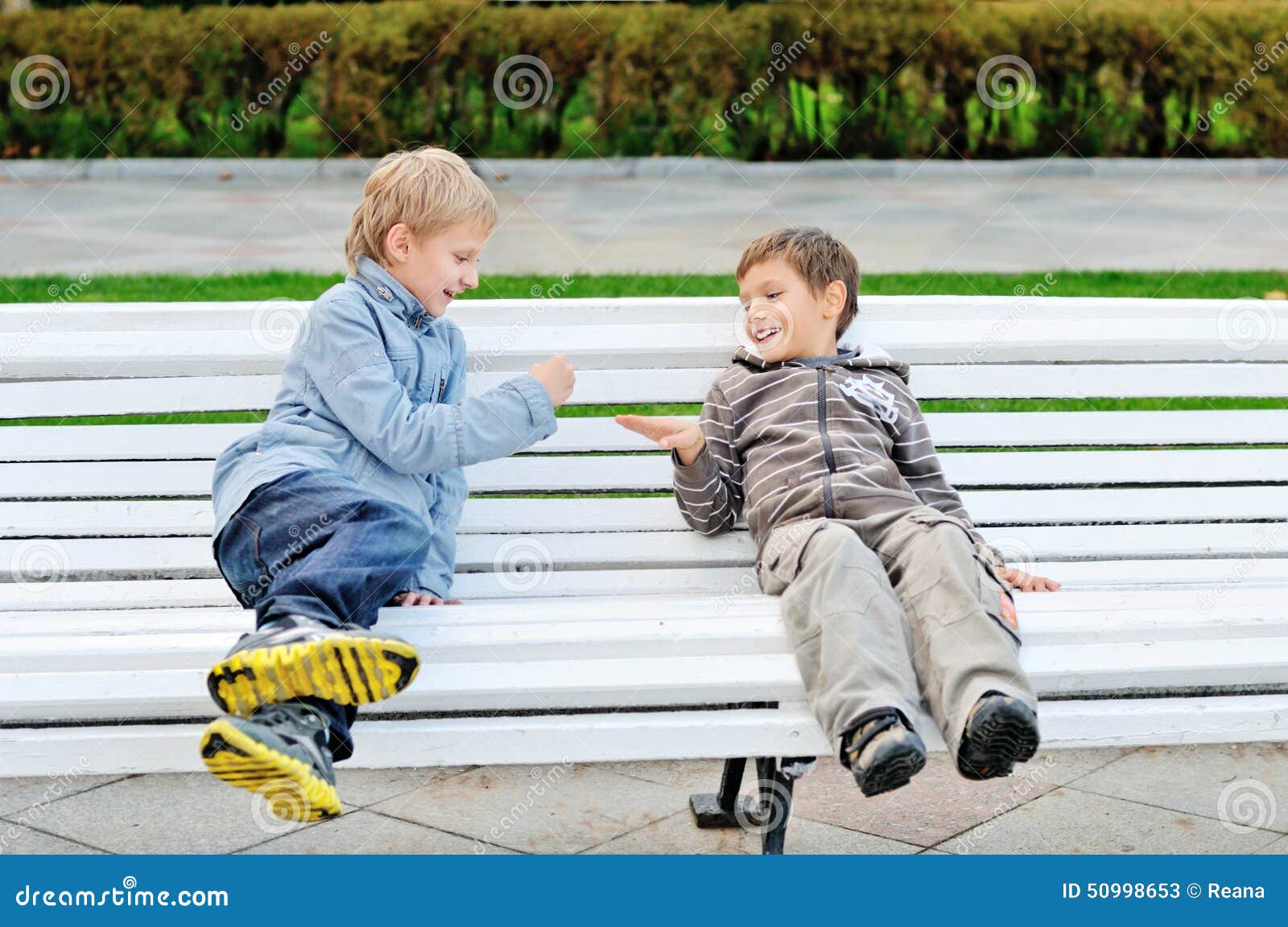 Boys Playing Rock-paper-scissor Stock Image - Image of holidays, casual ...