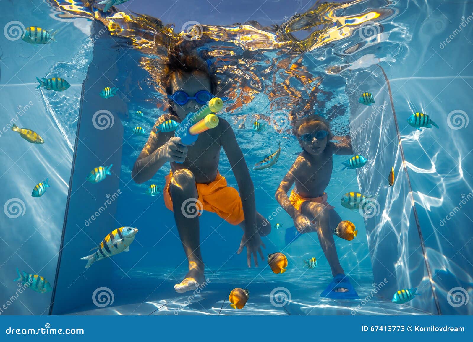 Boys Playing with Water Guns Stock Image - Image of aqua, activity ...