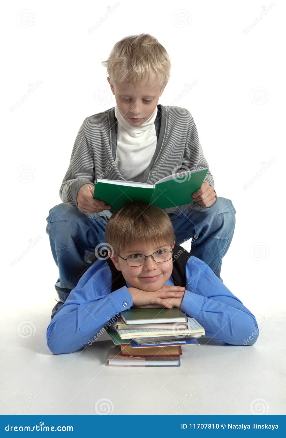 Boys are reading book stock photo. Image of isolated - 11707810