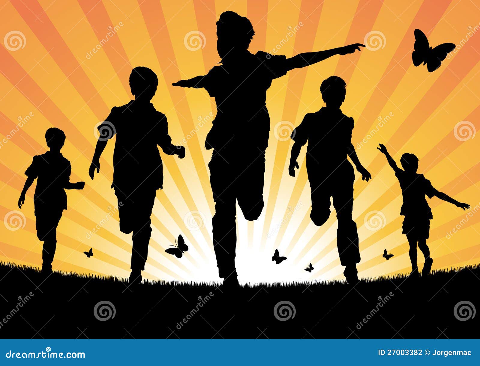 Boys Running in the Sun stock vector. Illustration of childhood - 27003382