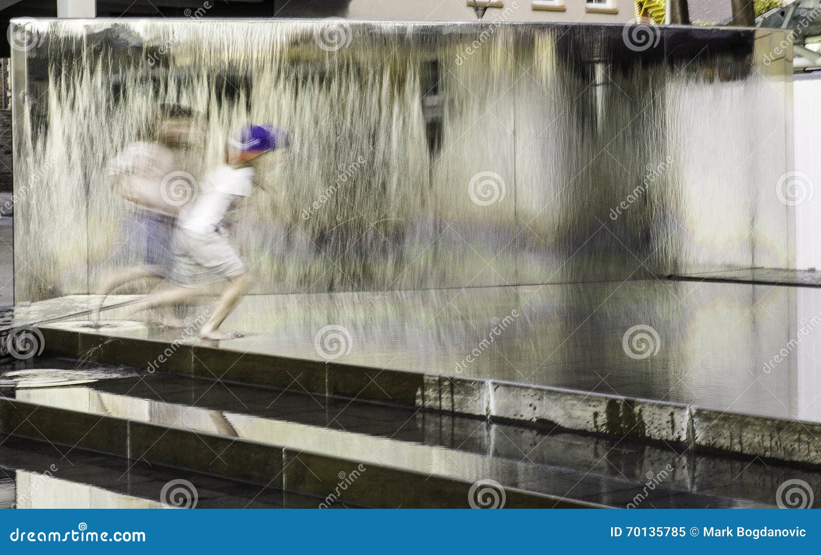 2 Boys Running through Water Stock Image - Image of rainbow, running ...