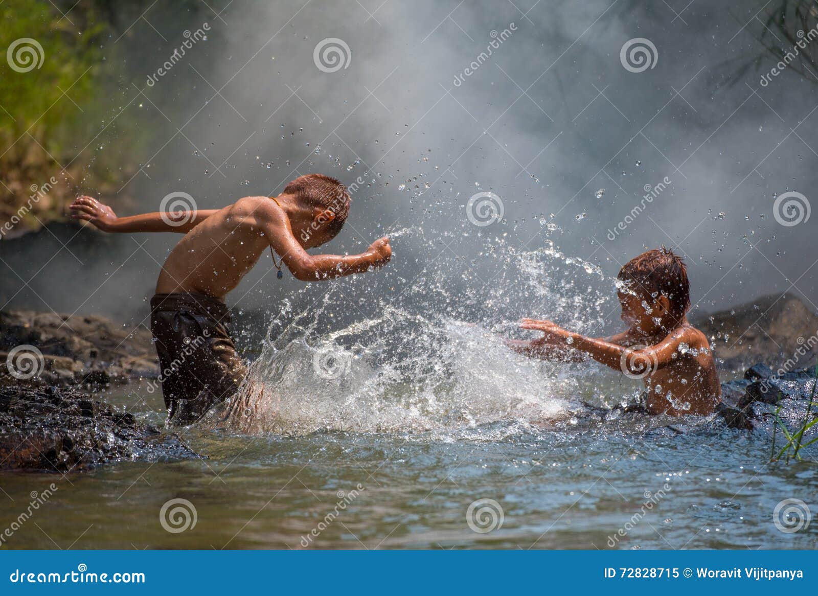Boys splash water stock image. Image of enthusiasm, childhood - 72828715