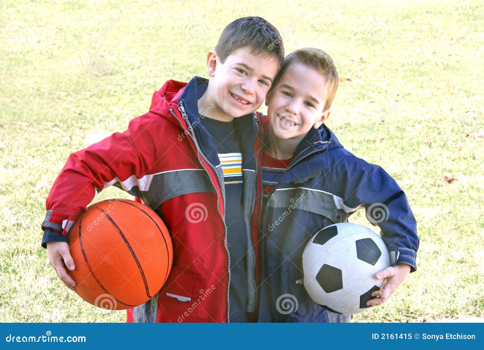 Boys with Sports Balls stock image. Image of couples, domestic - 2161415
