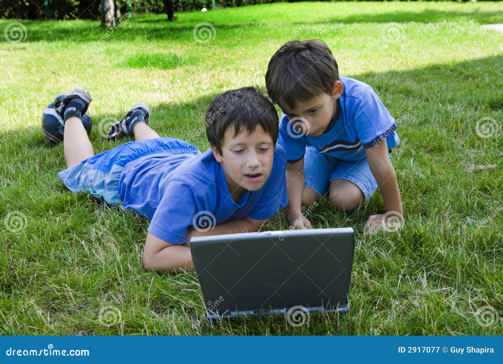 Boys study on computer stock image. Image of childhood - 2917077