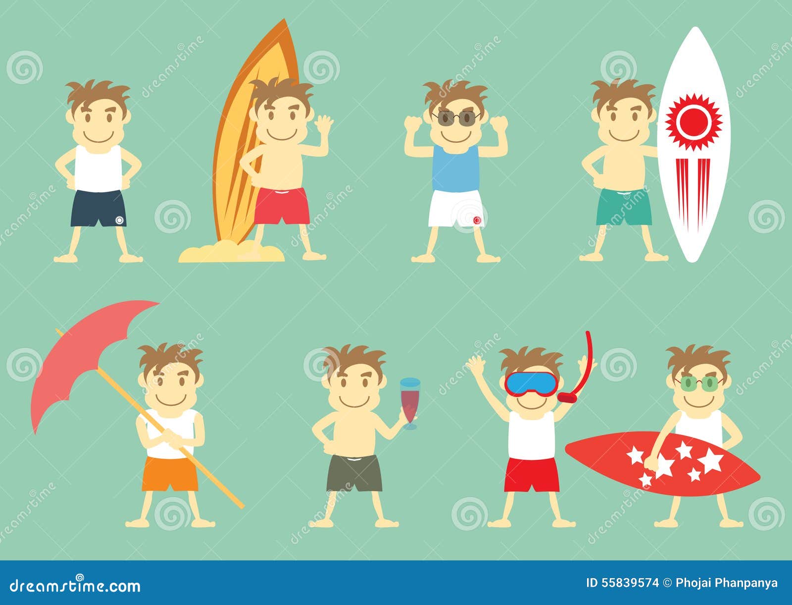 Boys in Summer stock vector. Illustration of suit, tube - 55839574