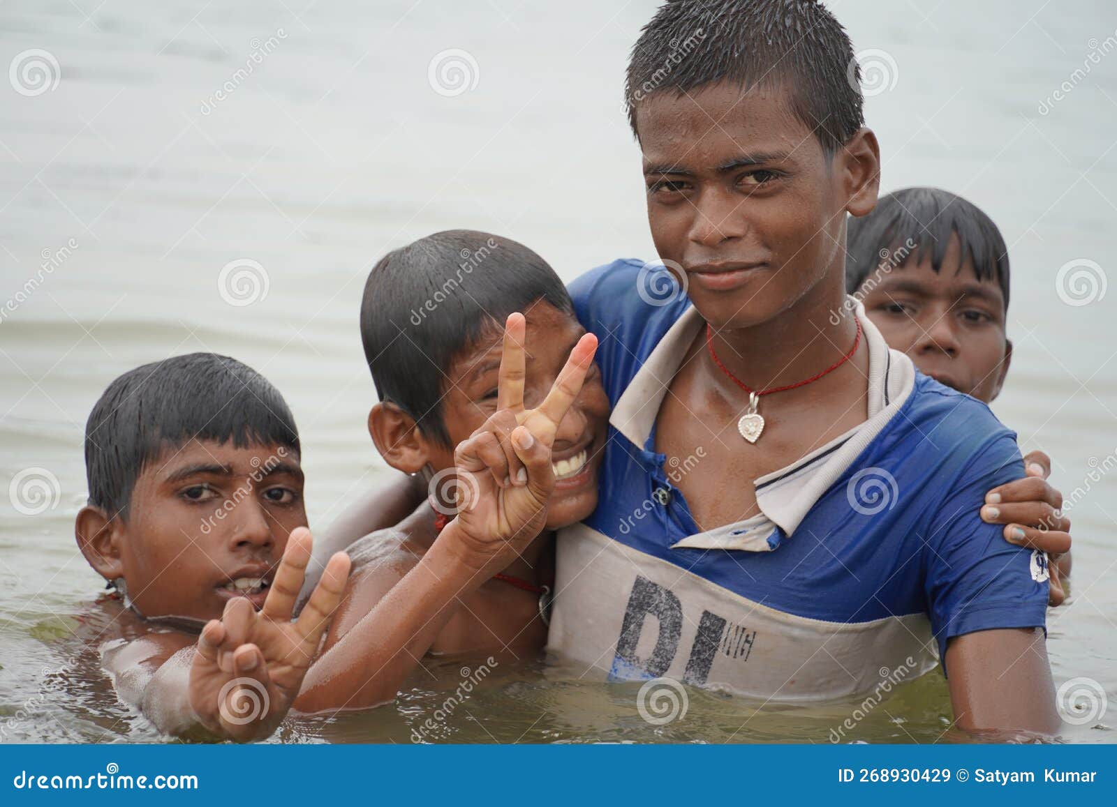Boys Swimming in the Pond at the Village Editorial Stock Image - Image ...