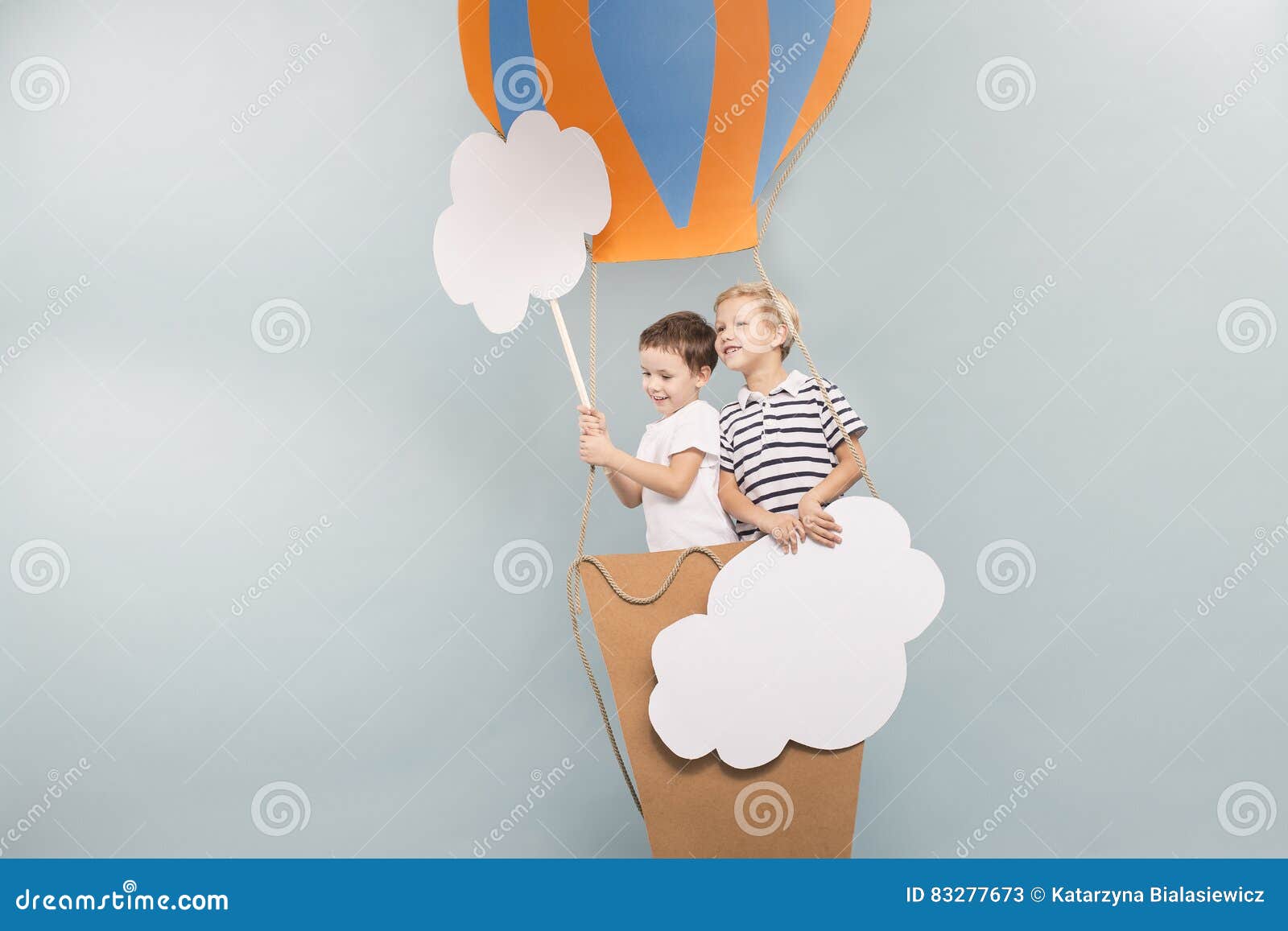 Boys Taking a Baloon Flight Stock Image - Image of visualise, kids ...