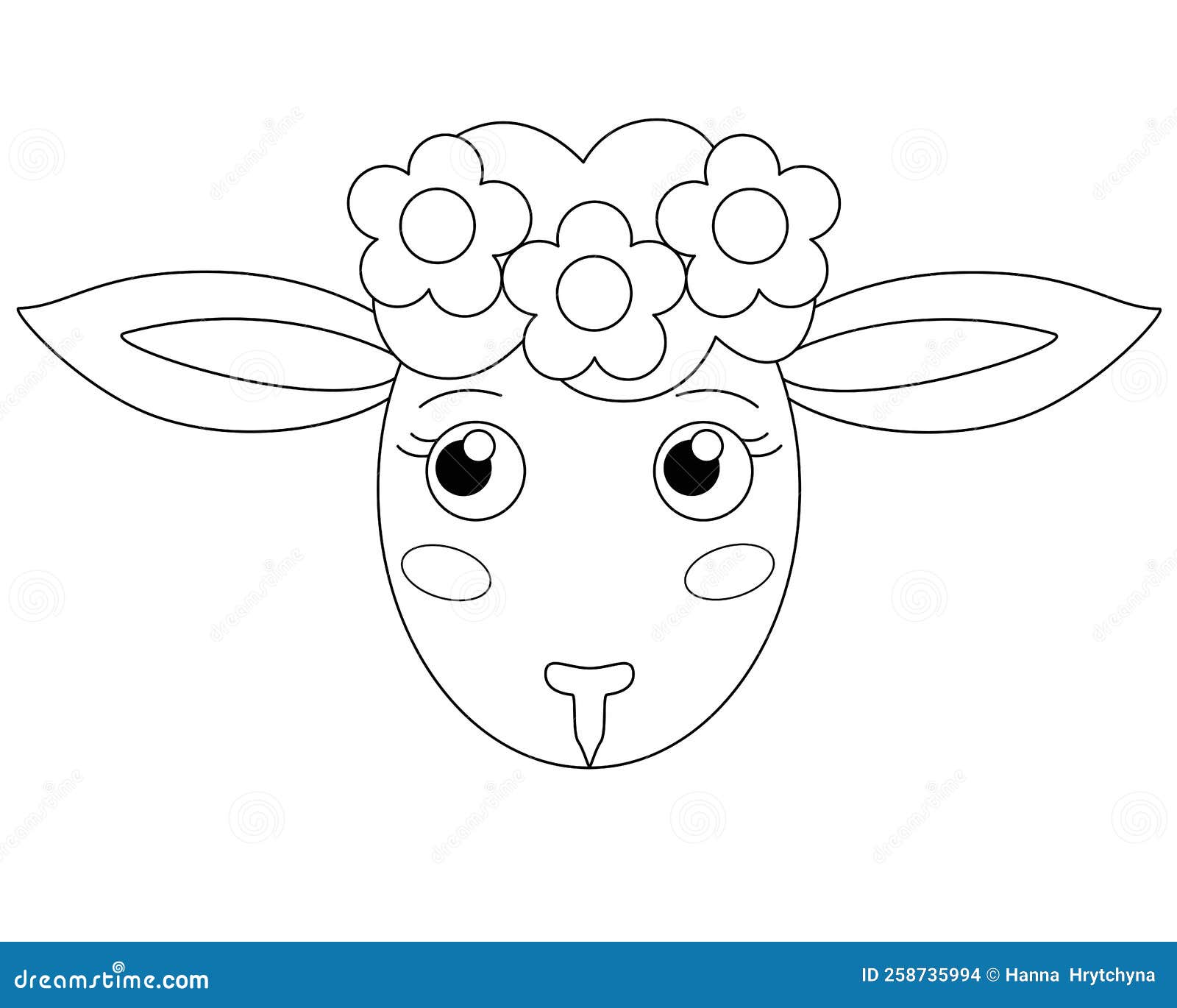 Bozal Lindo De Una Oveja De Dibujos Animados Con Una Guirnalda Una Imagen Lineal Vectorial Para