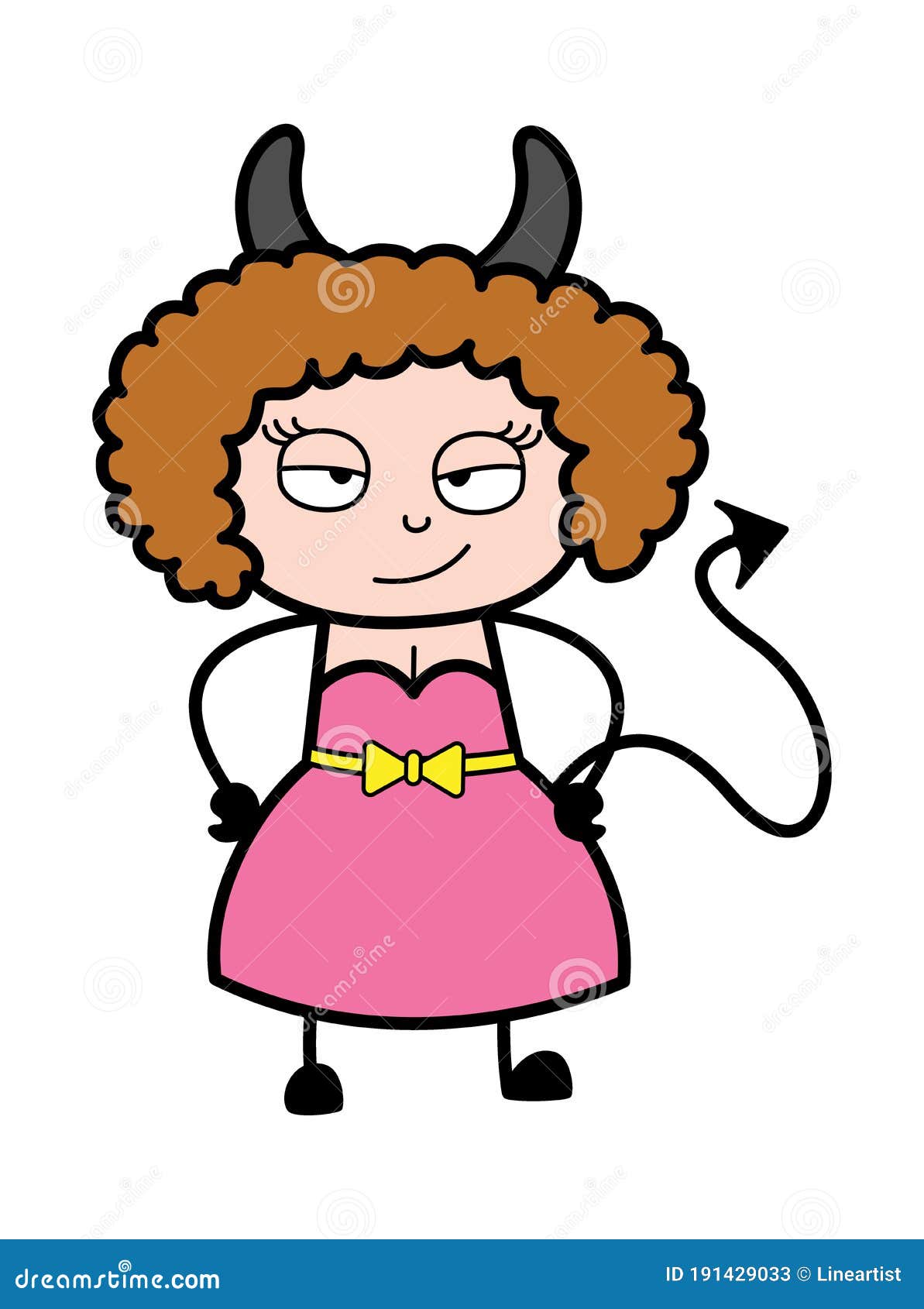 Boze Cartoon Jongedame Als Duivel Stock Illustratie - Illustration of ...