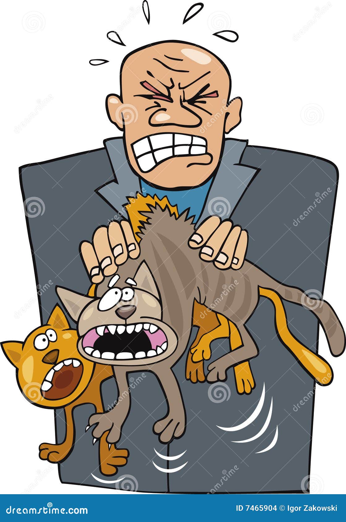 Boze mens met katten vector illustratie. Illustration of vector - 7465904