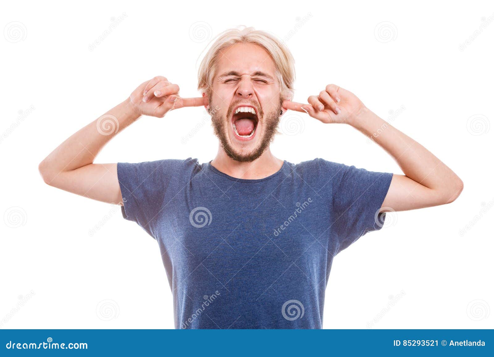 Boze Mensen Sluitende Oren Met Vingers Stock Afbeelding - Image of doof ...