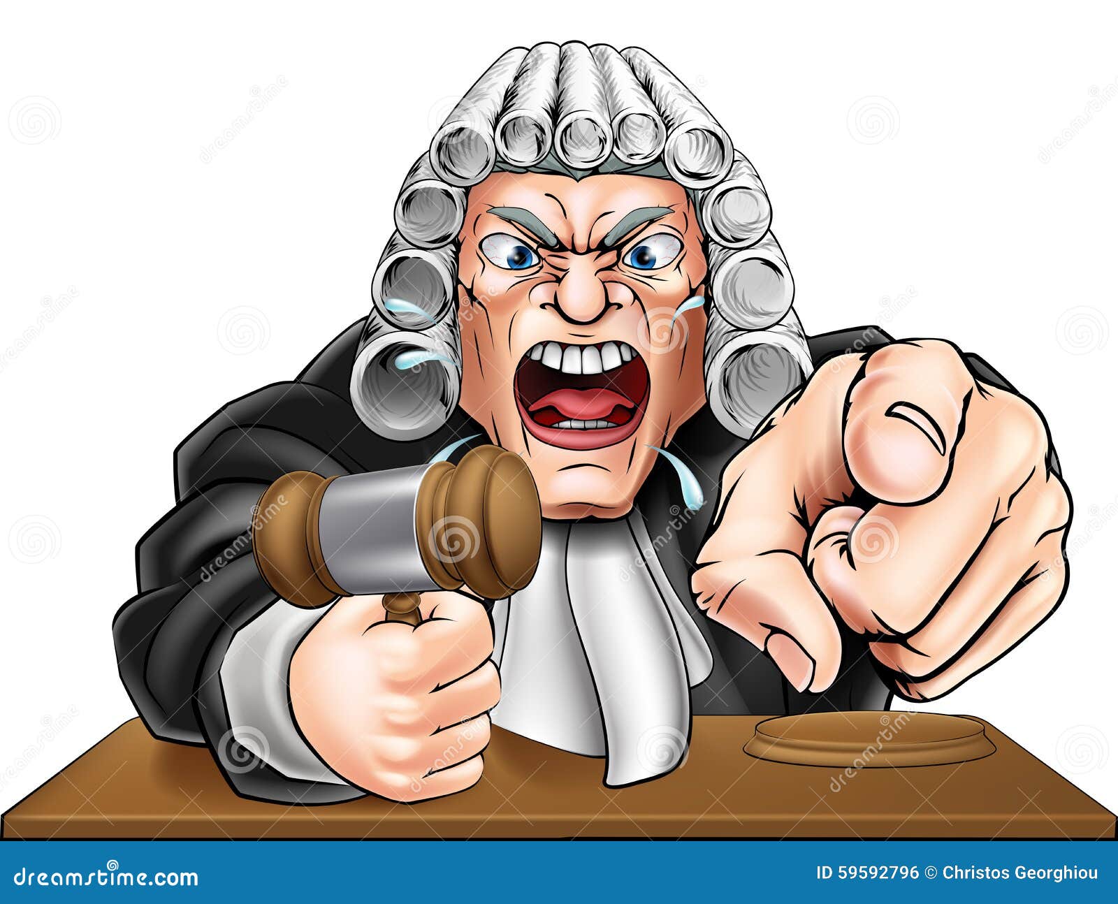 Boze Rechter Cartoon vector illustratie. Illustration of boos - 59592796