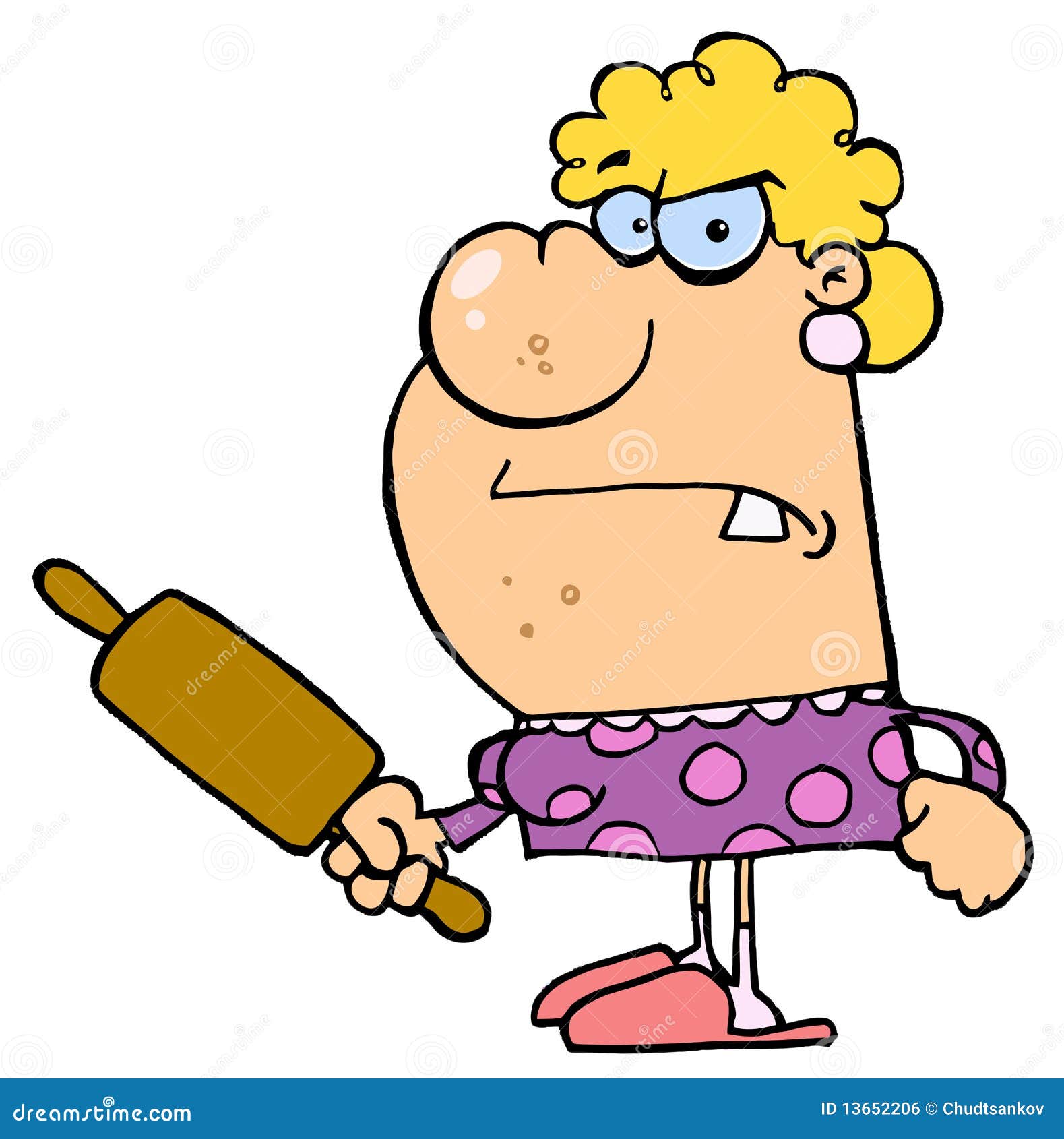 Boze Vrouw met een Deegrol vector illustratie. Illustration of klassiek ...