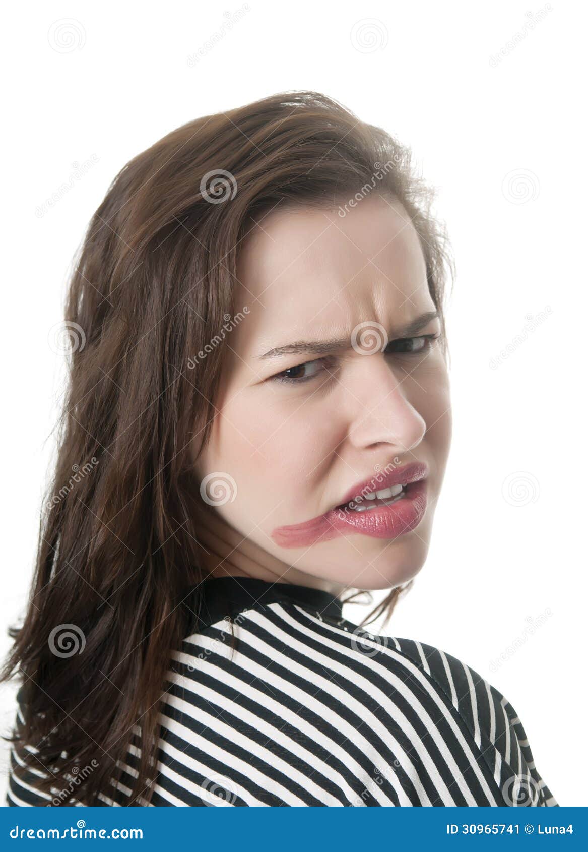 Boze Vrouw Met Overgedisponeerde Lippenstift Stock Afbeelding - Image ...