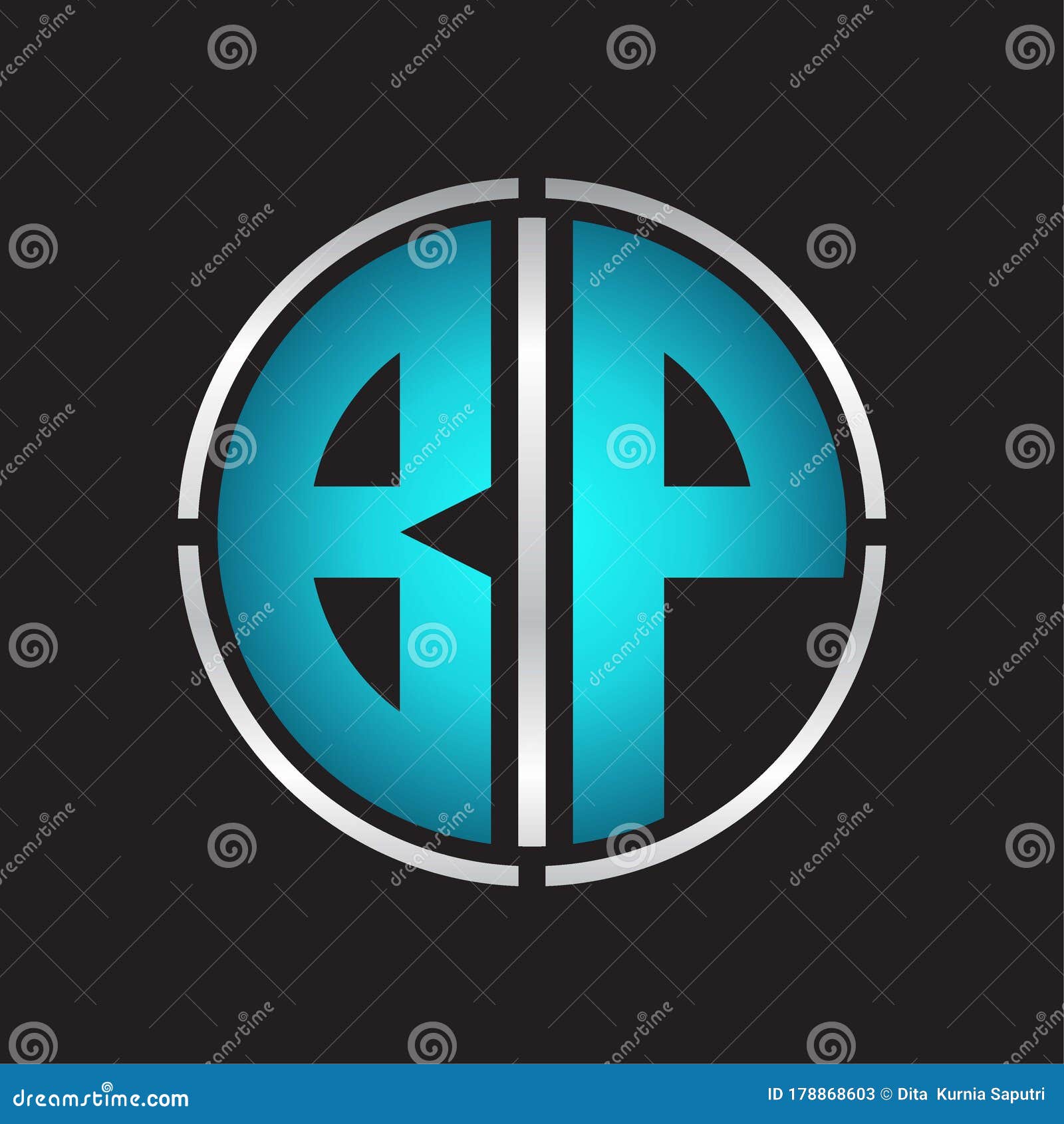 BP Logo Initial with Circle Line Cut Design Template on Blue Colors ...