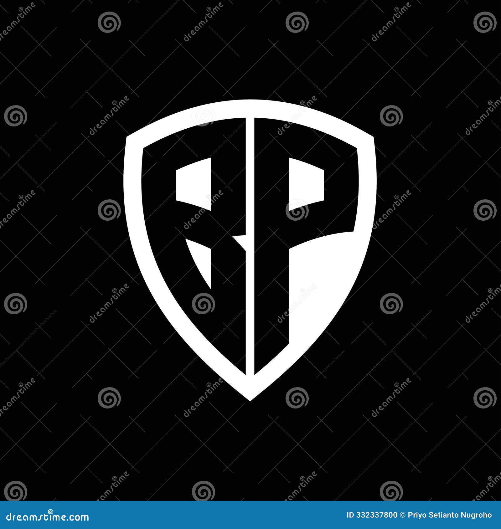 BP Monogram Logo with Bold Letters Shield Shape with Black and White ...