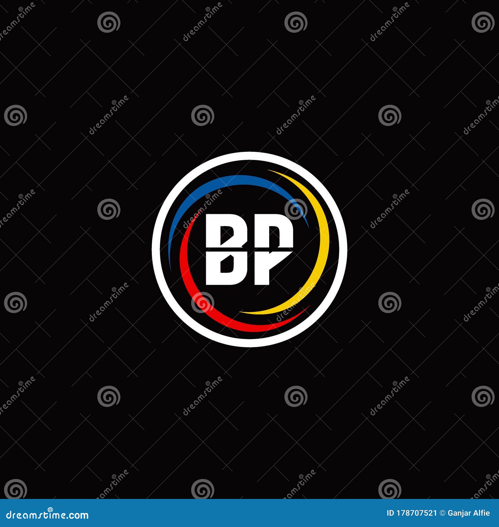BP Monogram Logo Isolated on Circle Shape with 3 Slash Colors Rounded ...