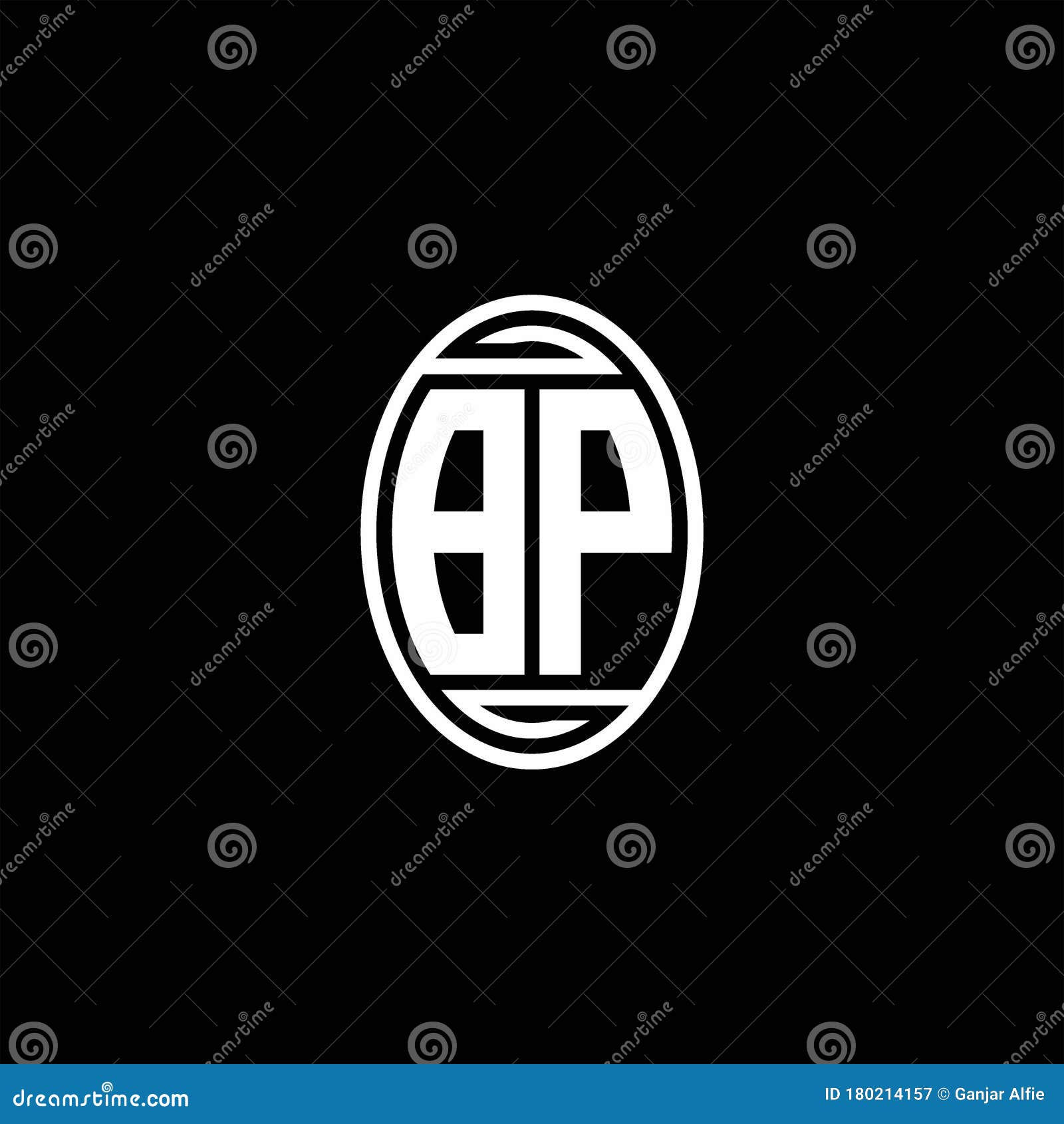 BP Monogram Logo Isolated on Oval Rotate Shape Stock Vector ...