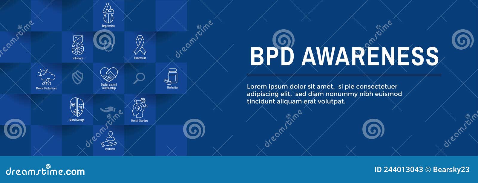 BPD - Borderline Personality Disorder Icon Set With Web Header Banner ...