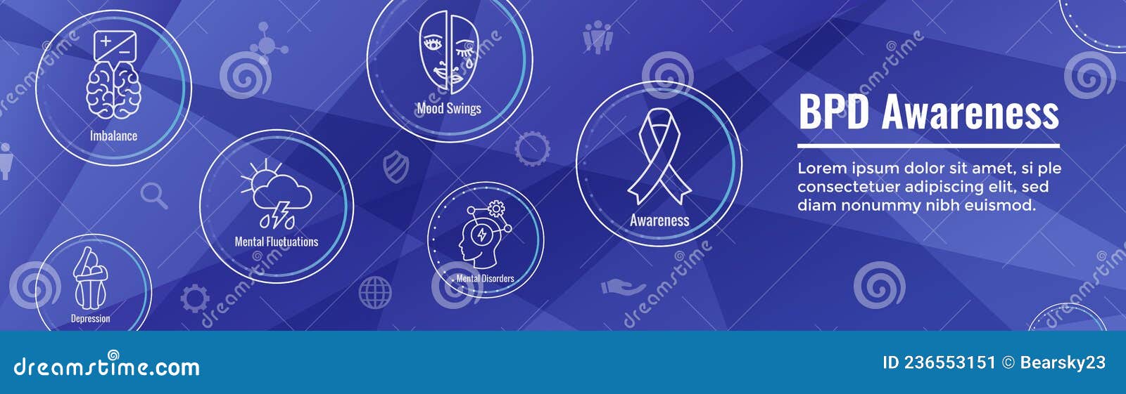 BPD - Borderline Personality Disorder Icon Set with Web Header Banner ...