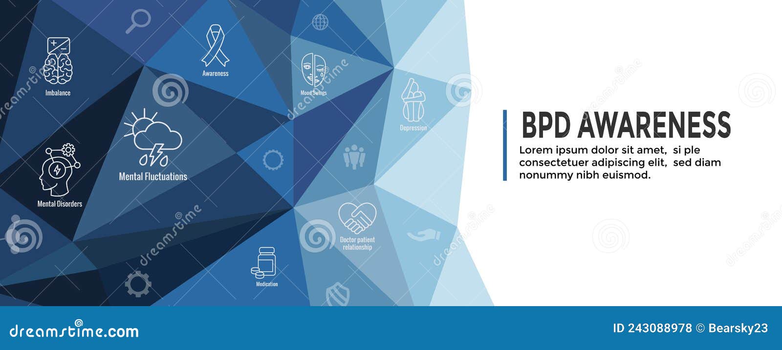 BPD - Borderline Personality Disorder Icon Set with Web Header Banner ...