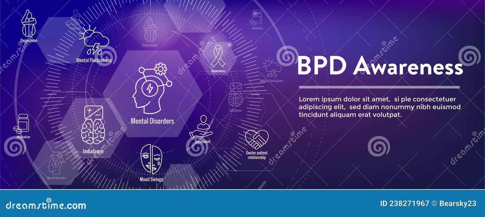 BPD - Borderline Personality Disorder Icon Set With Web Header Banner ...