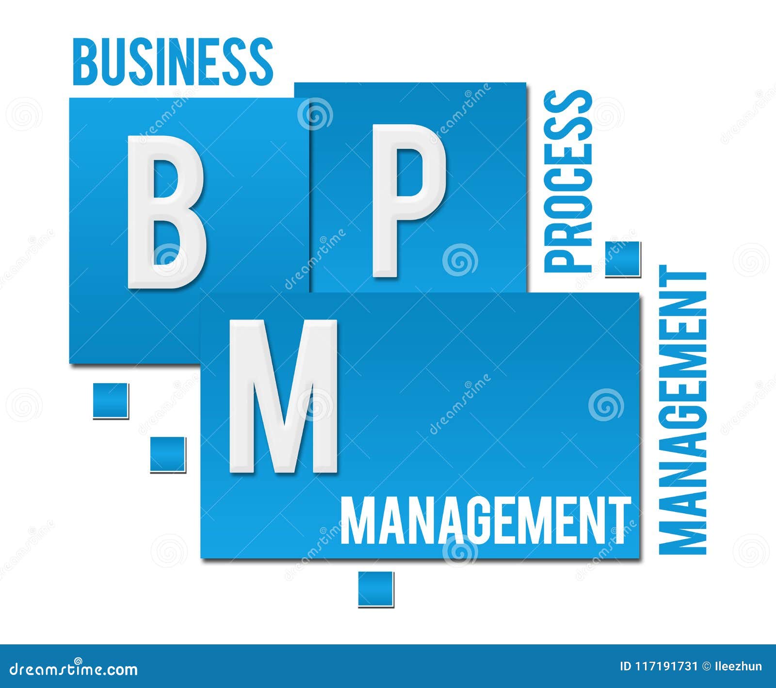 BPM - Business Process Management Blue Squares Text Stock Illustration ...