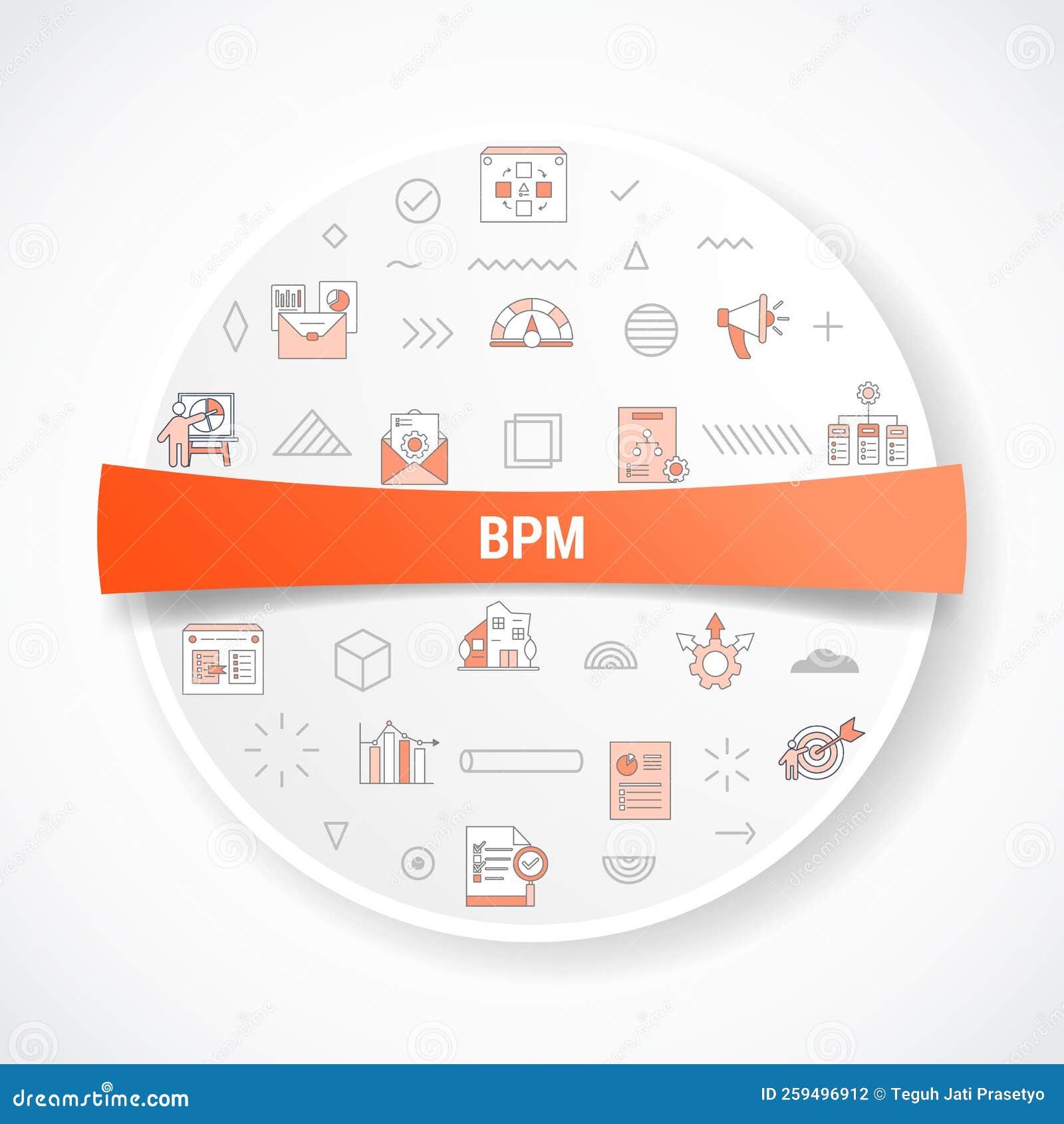Bpm Business Process Management Concept with Icon Concept with Round or ...