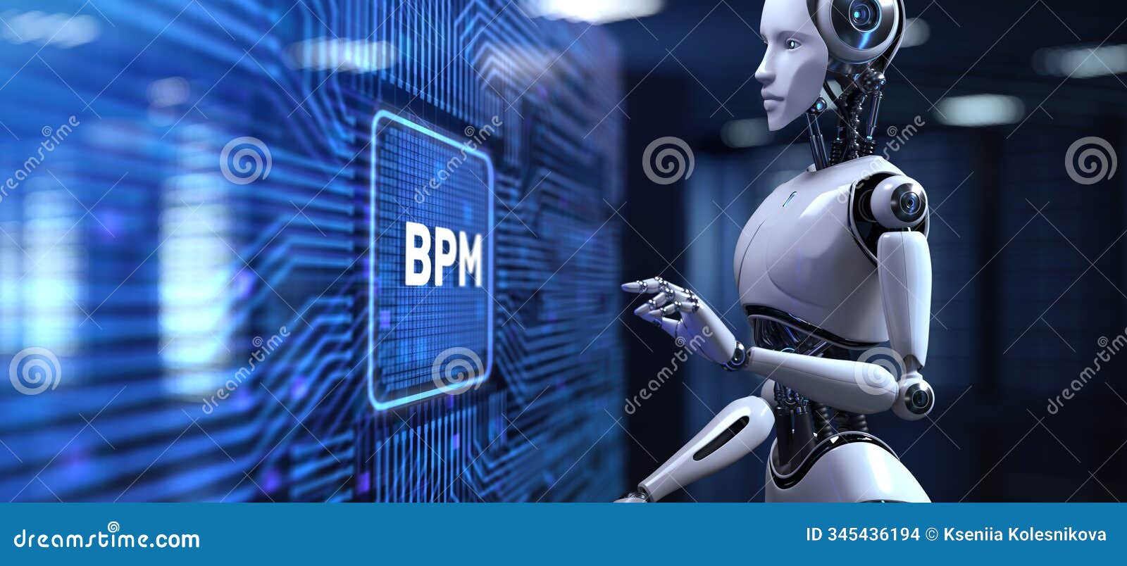 BPM Business Process Management 3D Render Illustrated With A Robot ...