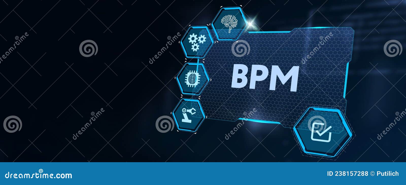 BPM Business Process Management System Technology Concept.3d ...