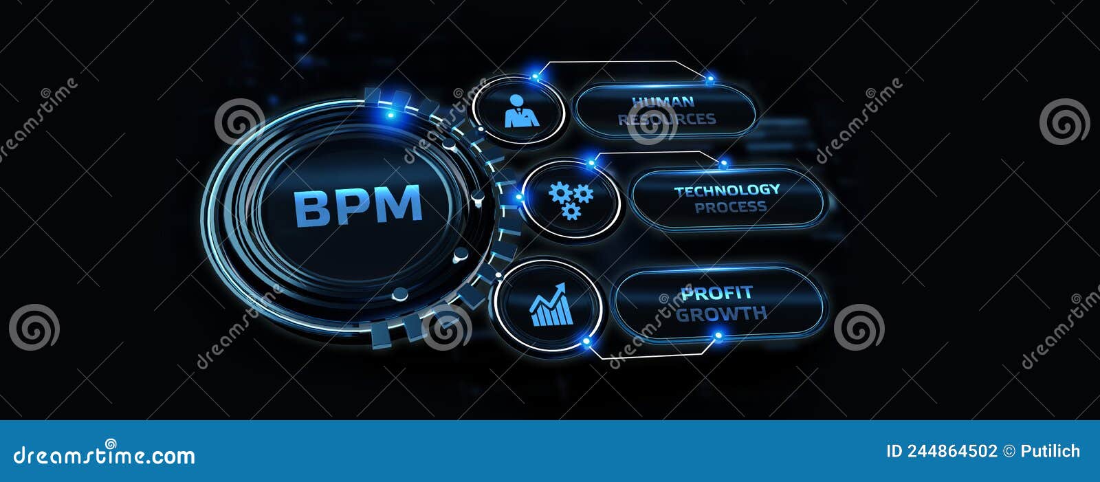 BPM Business Process Management System Technology Concept.3d ...