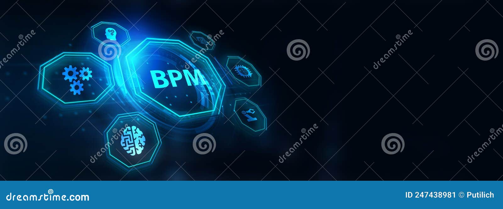 BPM Business Process Management System Technology Concept.3d ...