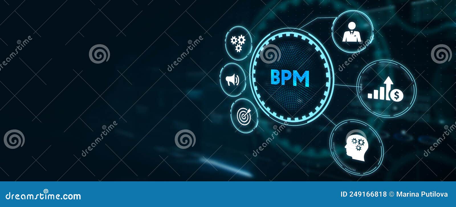 BPM Business Process Management System Technology Concept.3d ...