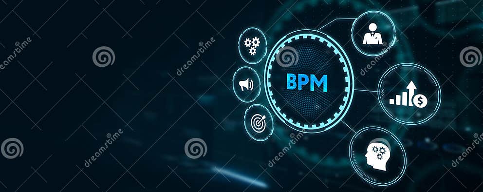 BPM Business Process Management System Technology Concept.3d ...