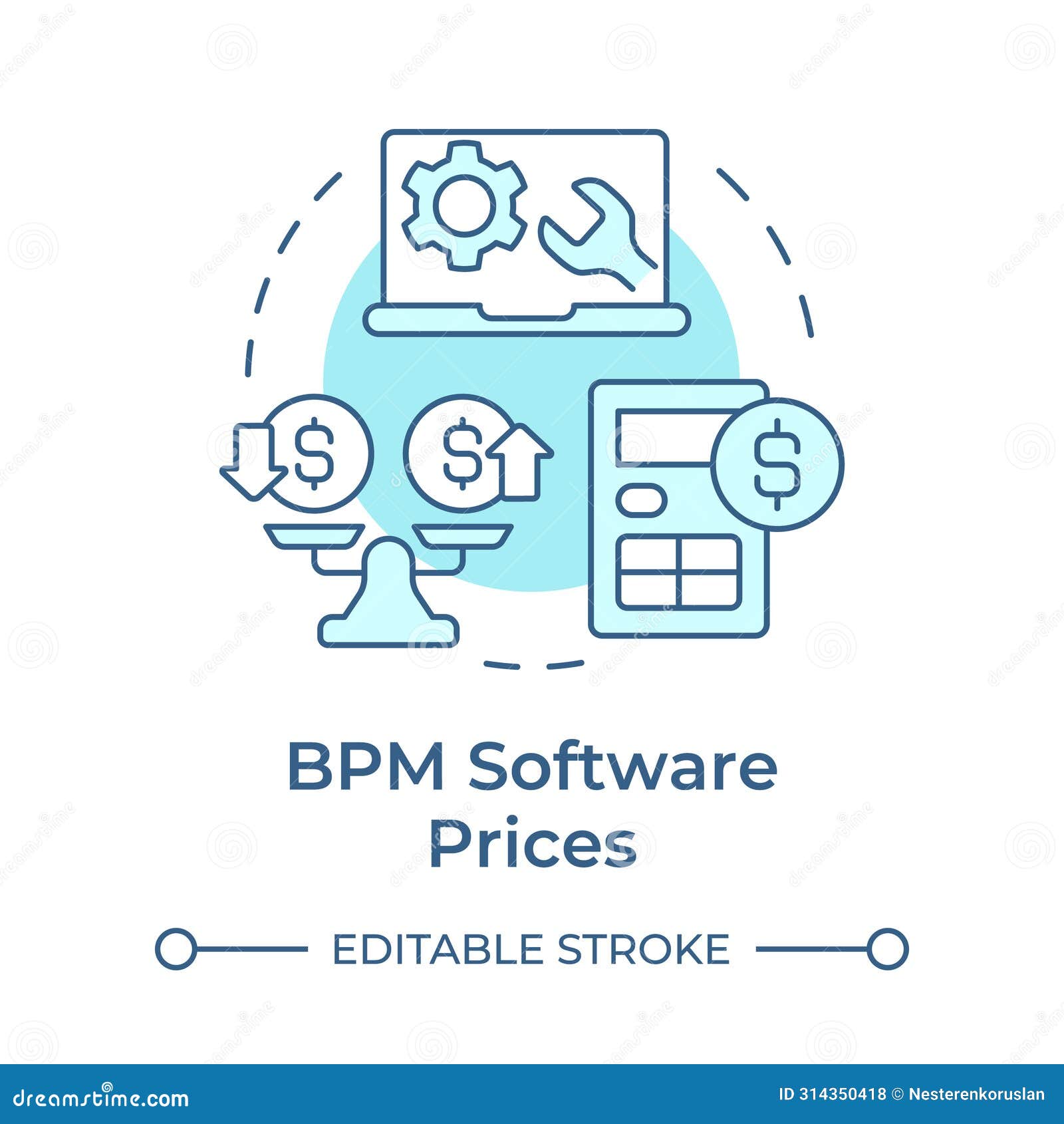 BPM Software Prices Soft Blue Concept Icon Stock Vector - Illustration ...
