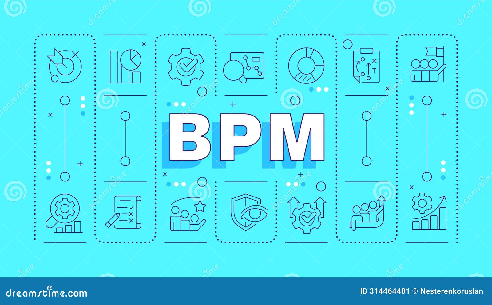BPM turquoise word concept stock vector. Illustration of word - 314464401