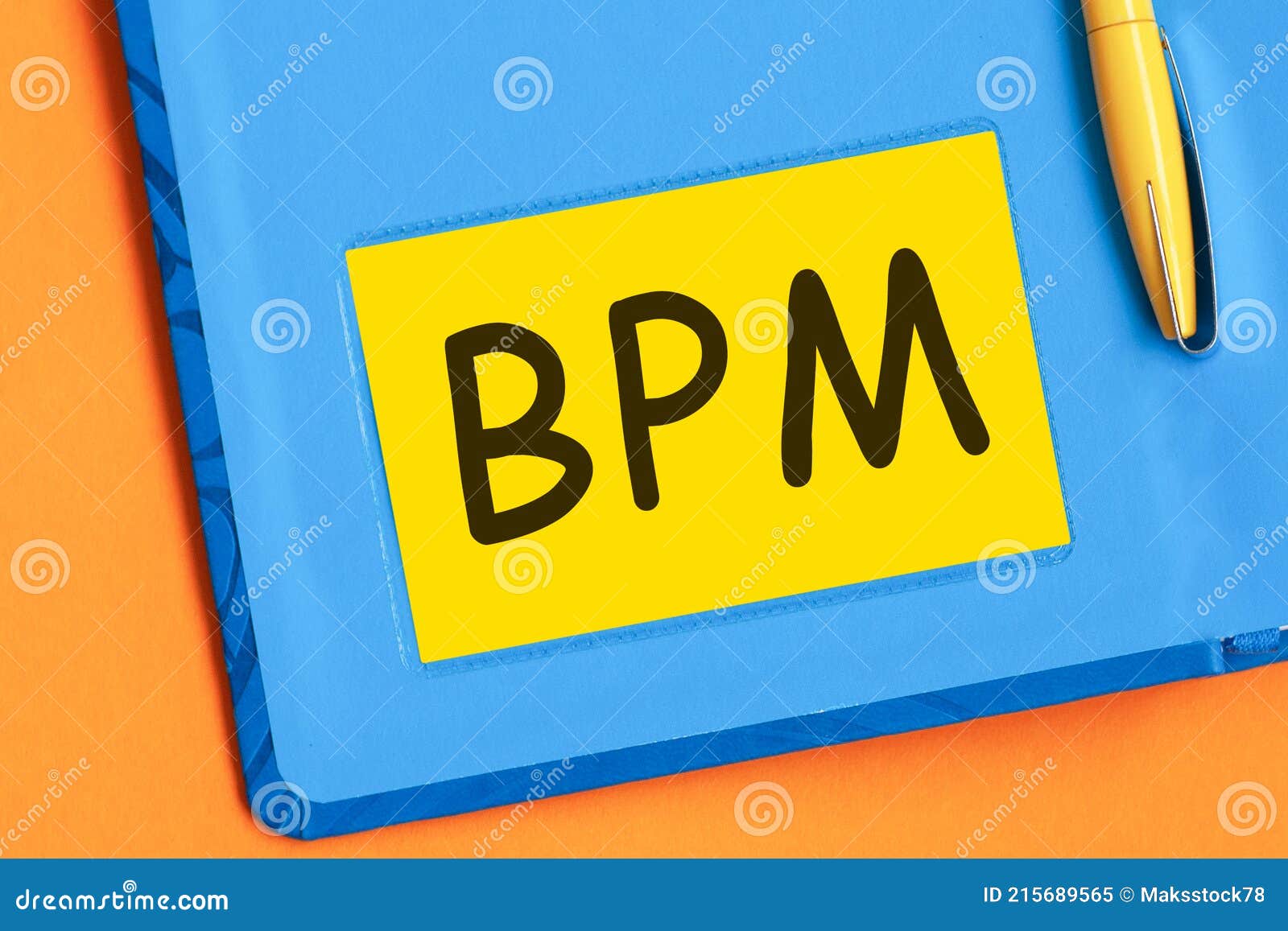 Bpm the Word is Written in Black Letters on the Yellow Paper for Notes ...
