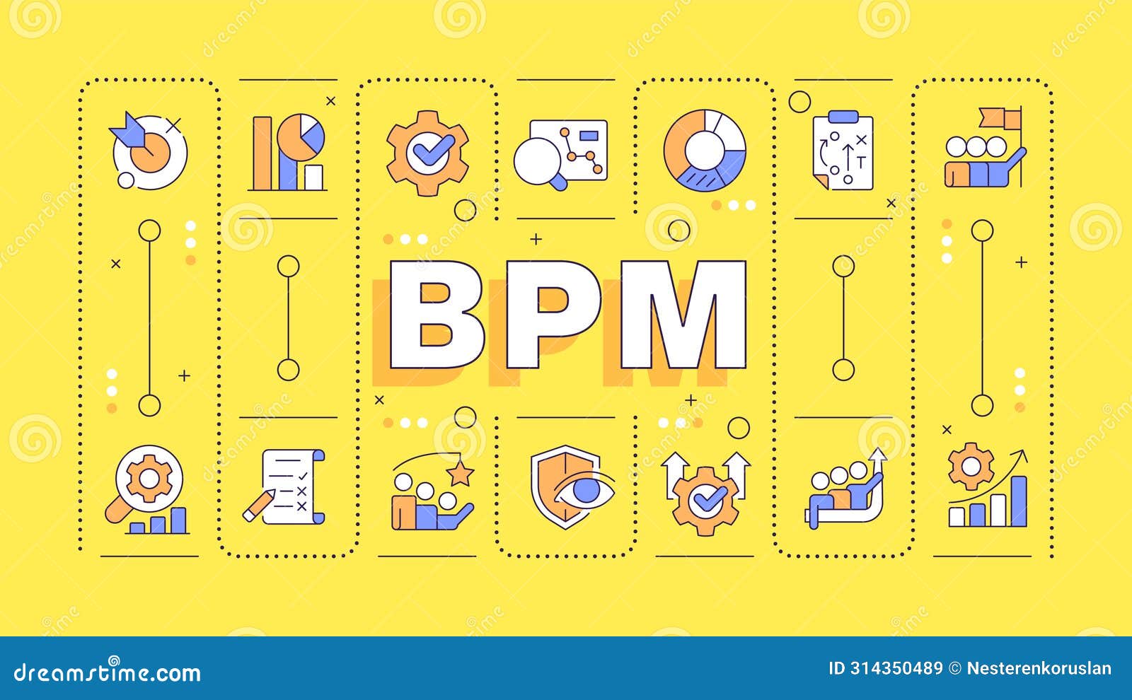 BPM yellow word concept stock illustration. Illustration of typography ...