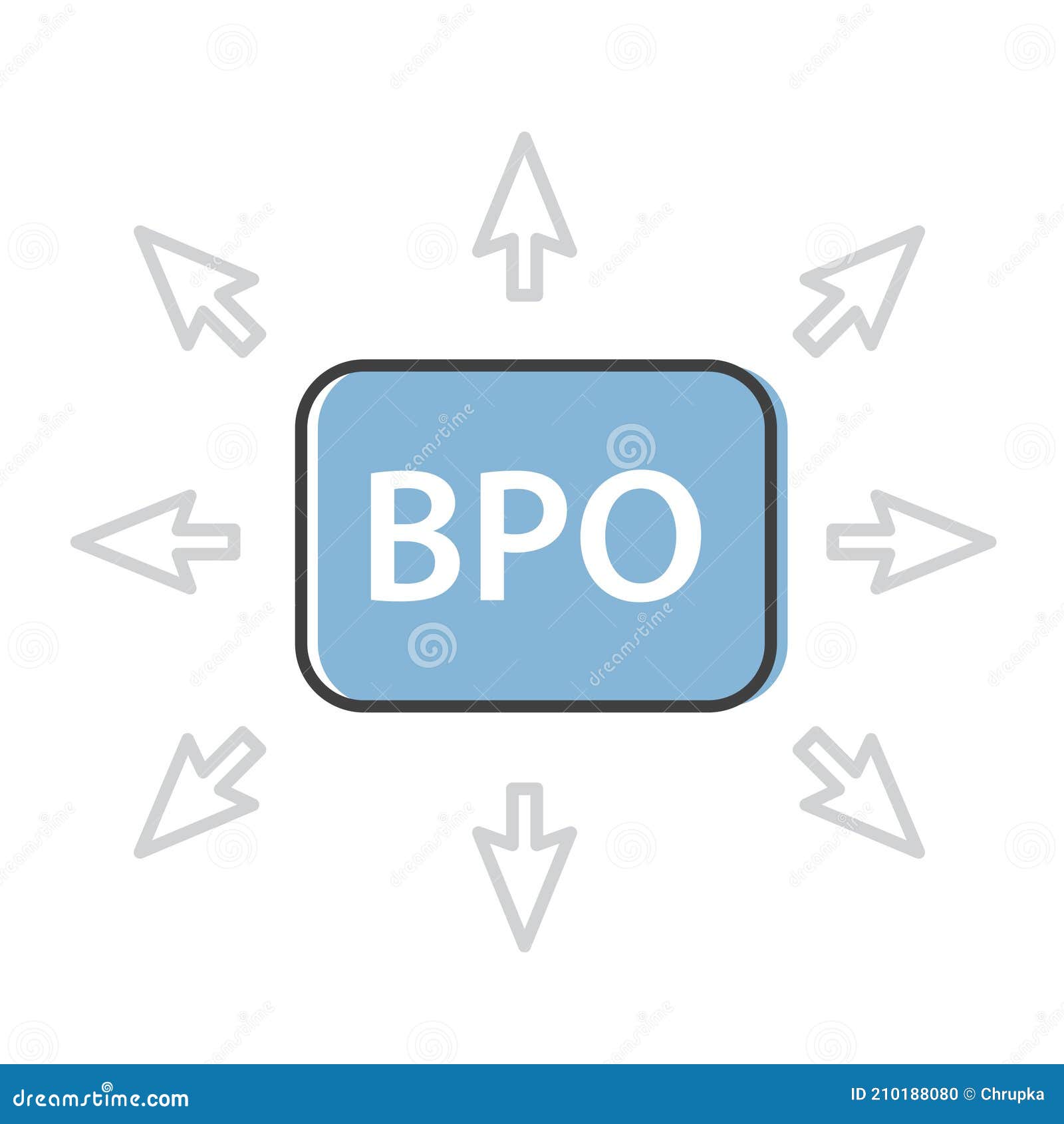 BPO Business Process Outsourcing with Arrows Diverging in Outward ...