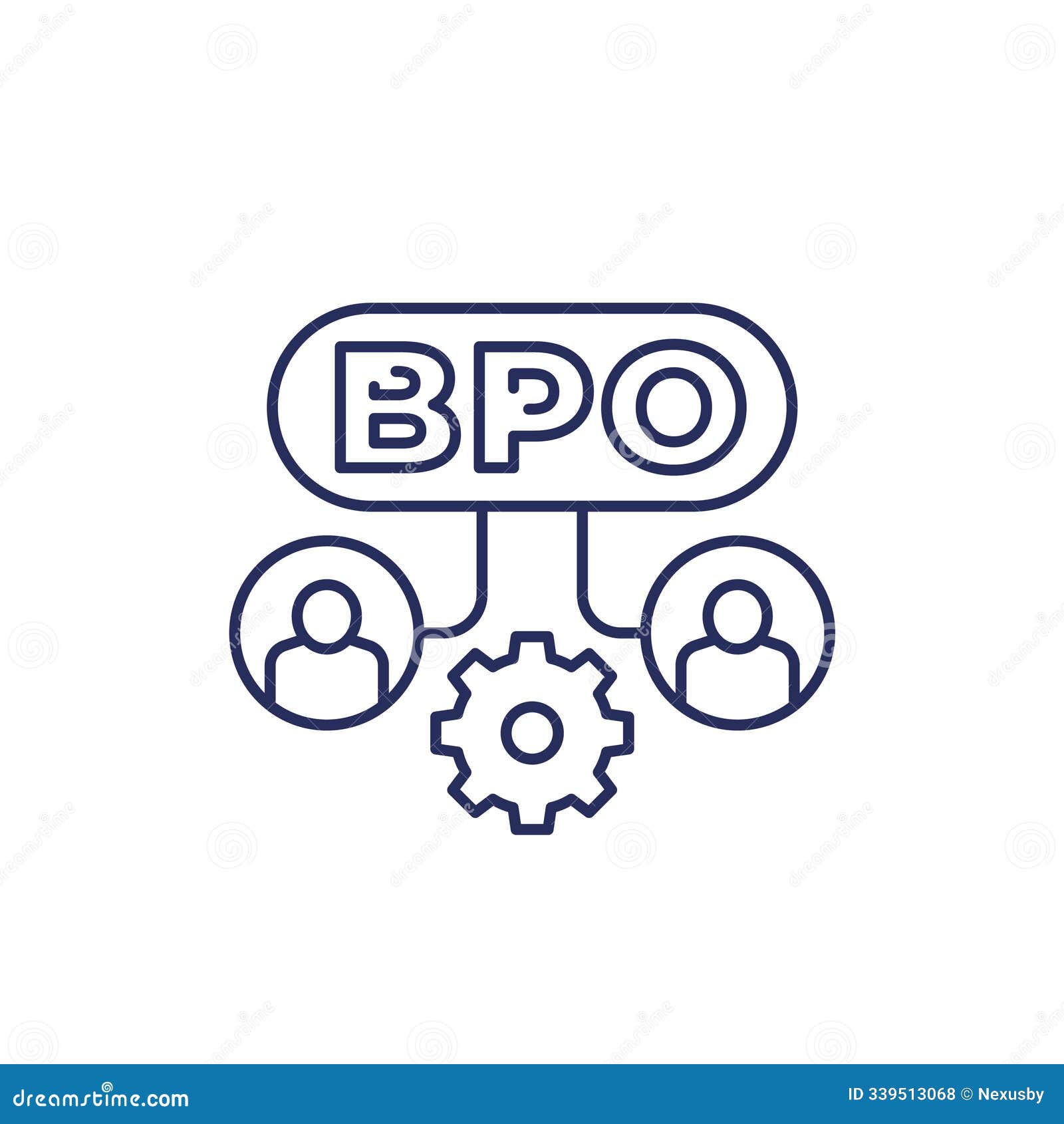 BPO line icon on white stock vector. Illustration of gear - 339513068