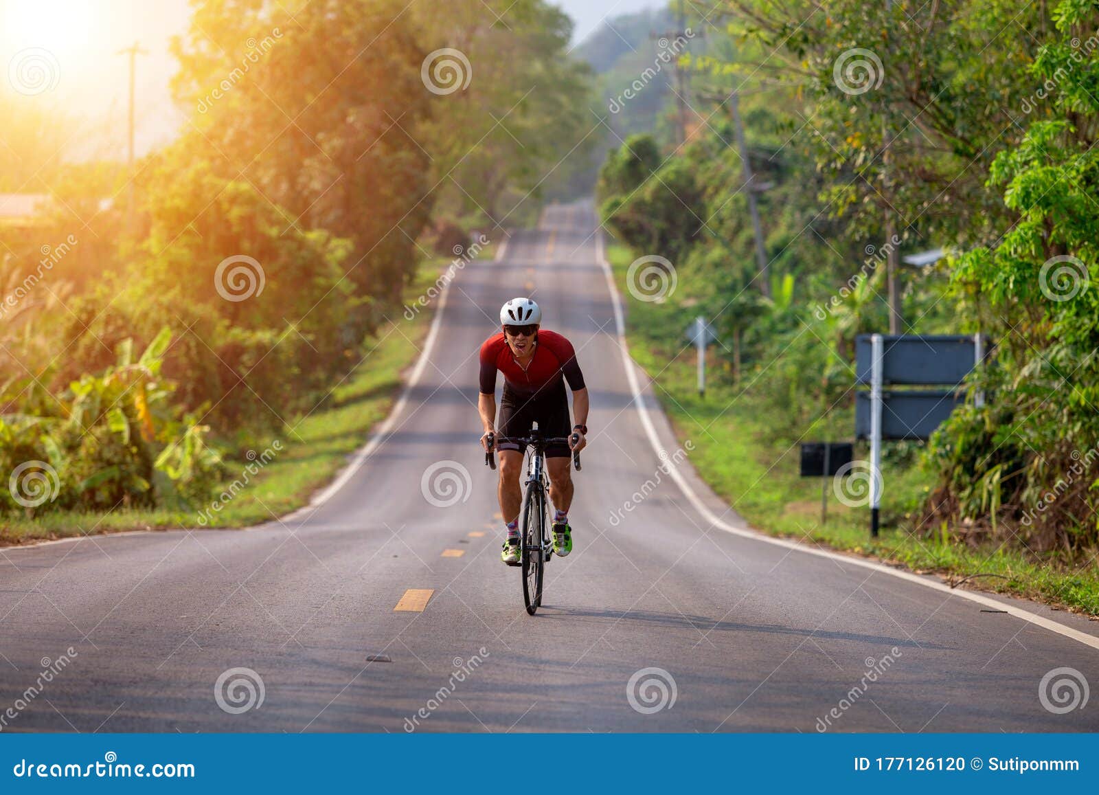 Professional Road Bicycle Cyclist on the Street Stock Photo - Image of ...