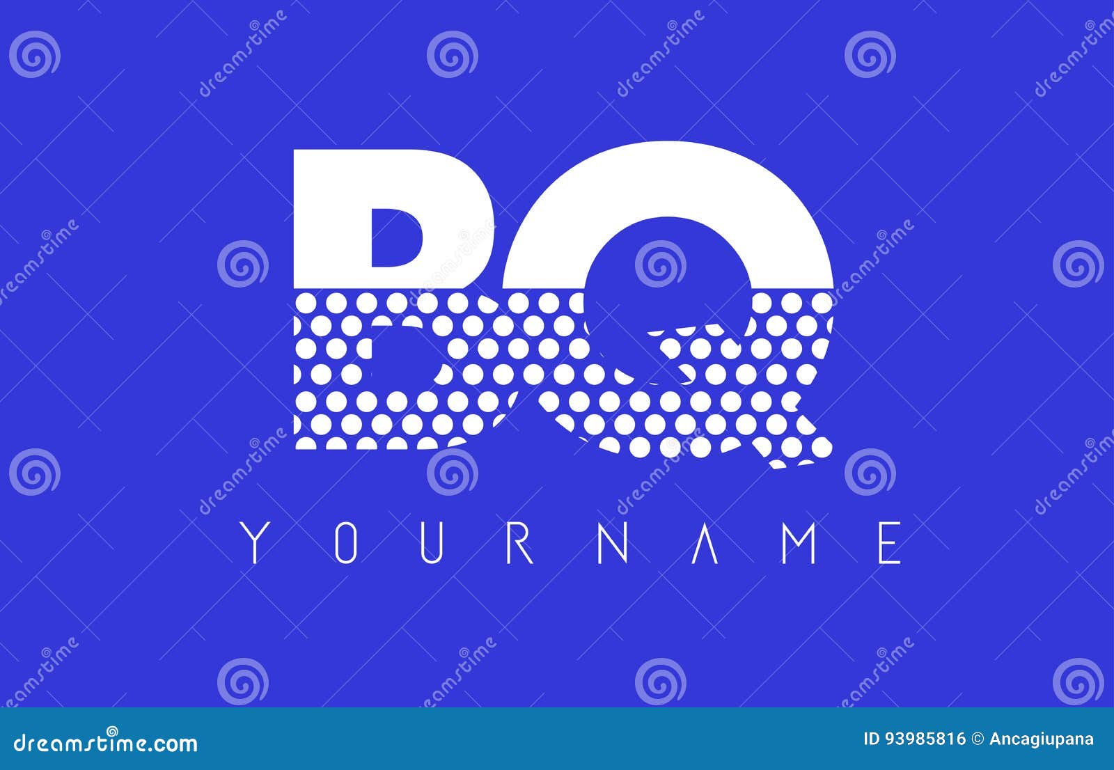 BQ B Q Dotted Letter Logo Design with Blue Background. Stock Vector ...