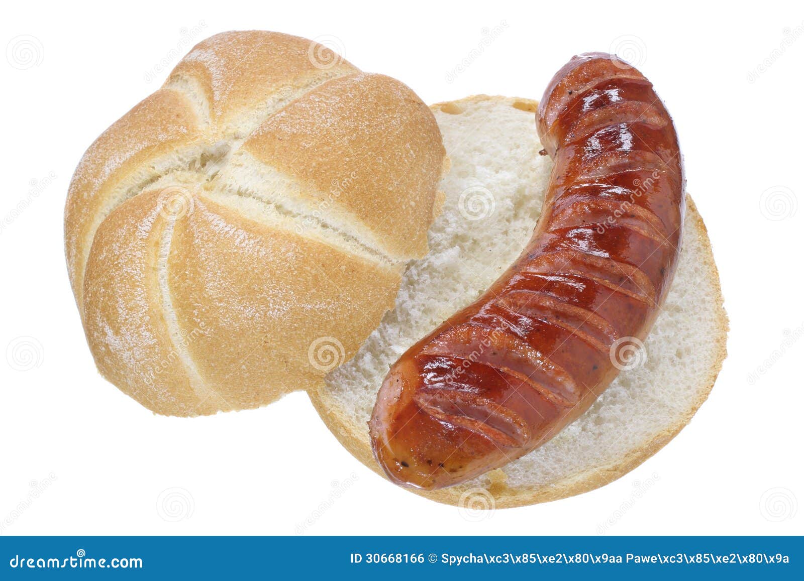 Brötchen Und Gebratene Wurst Stockfoto - Bild von schweinefleisch ...