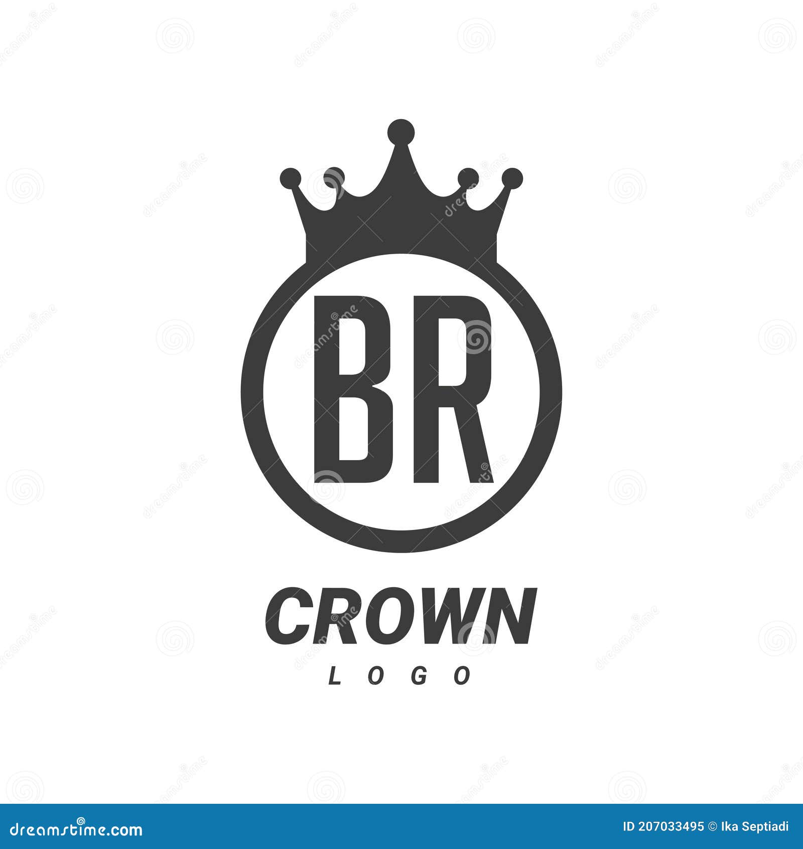 BR B R Letter Logo Design with Circular Crown Stock Vector ...