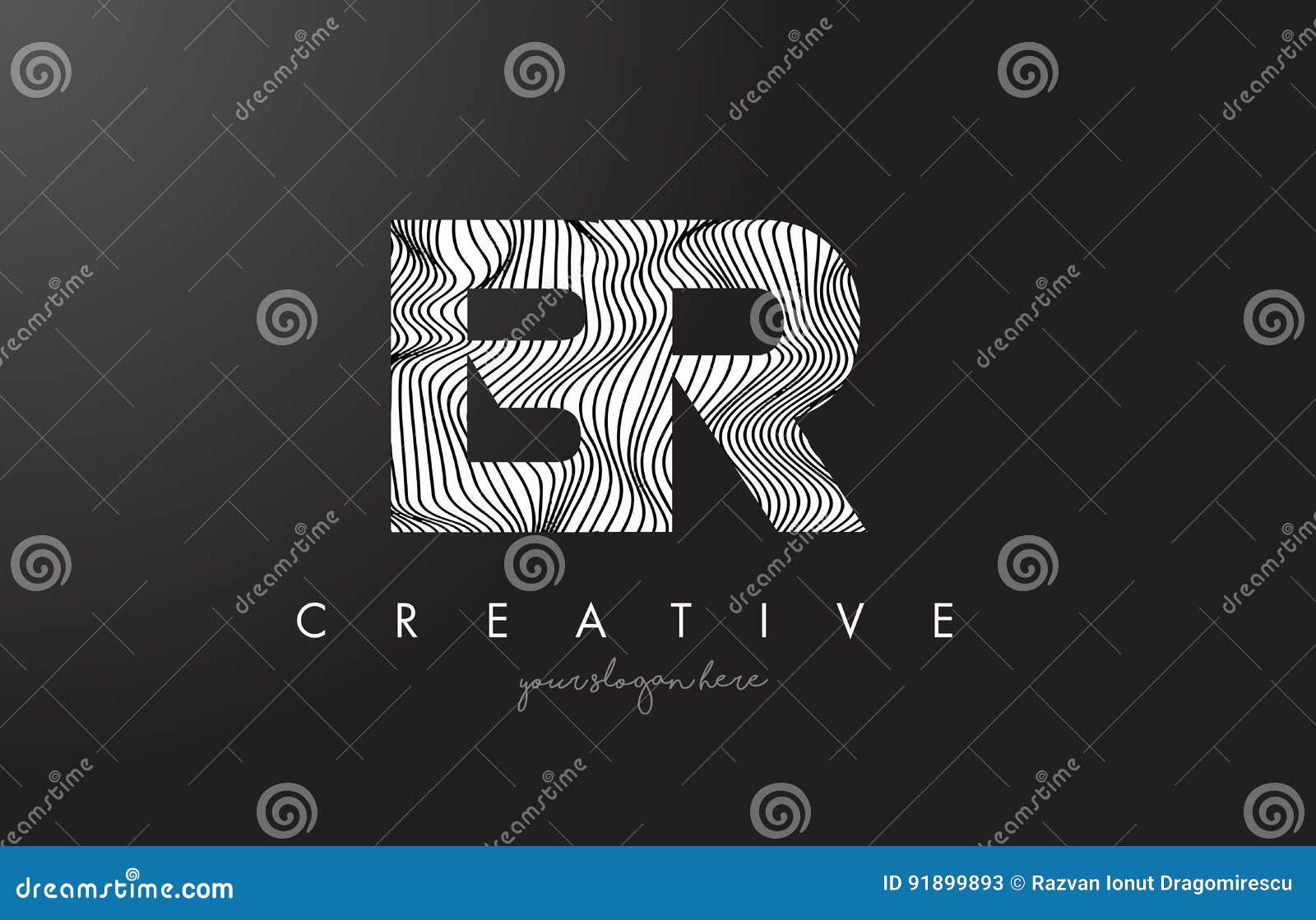 BR B R Letter Logo with Zebra Lines Texture Design Vector. Stock Vector ...