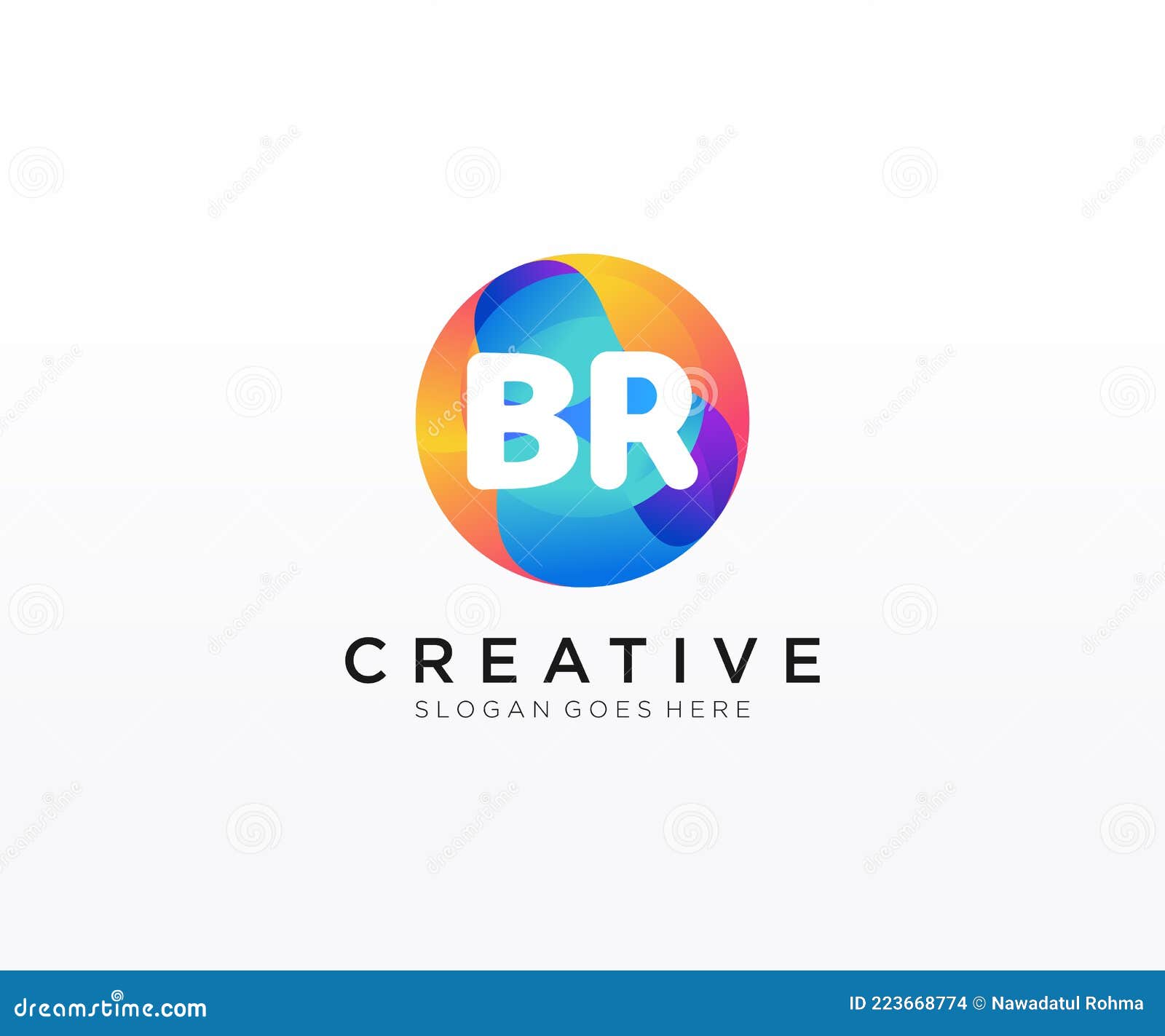 BR Initial Logo with Colorful Circle Template Vector Stock Vector ...