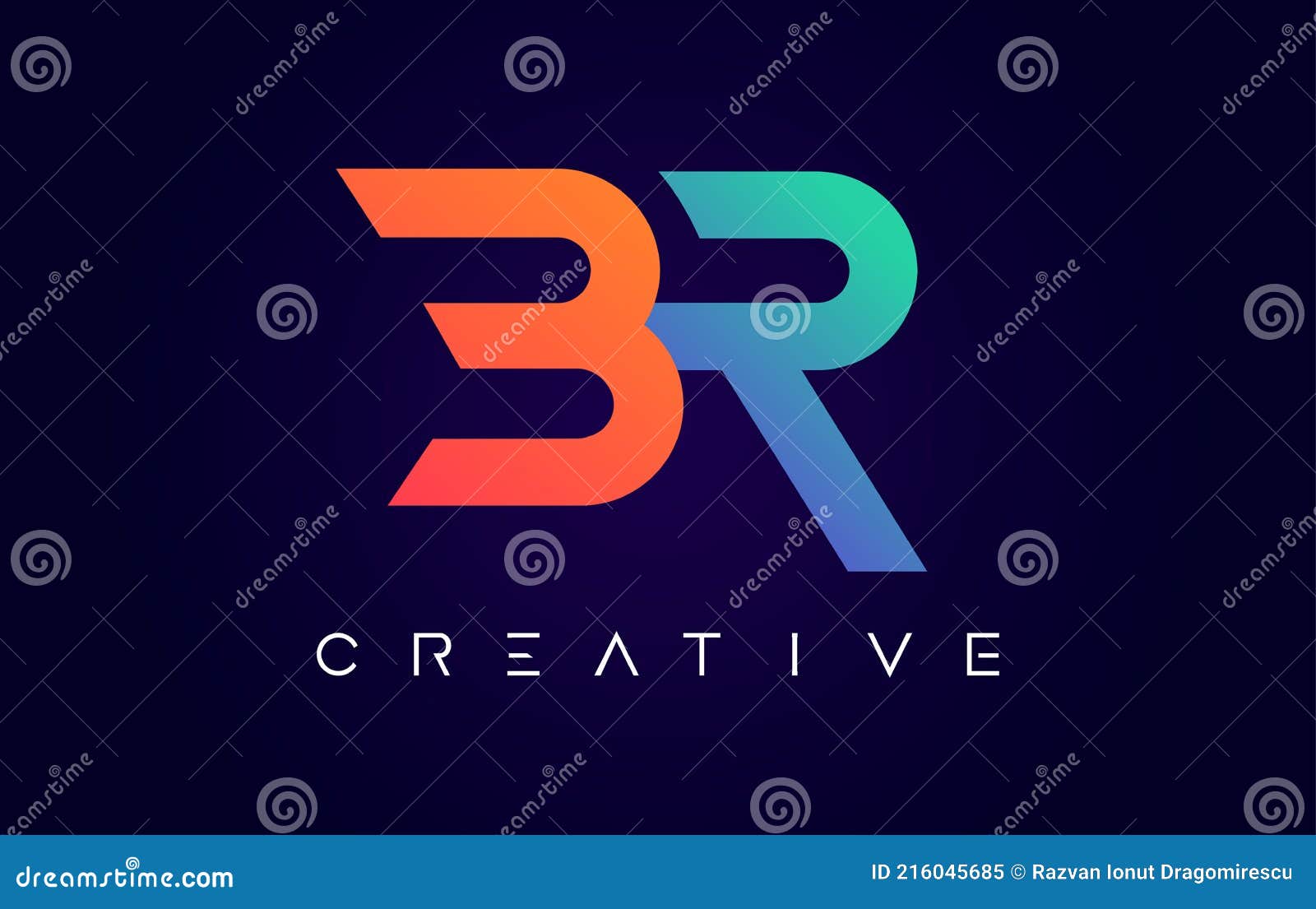 BR Logo Letter Design with Modern Creative Concept and Orange Blue ...