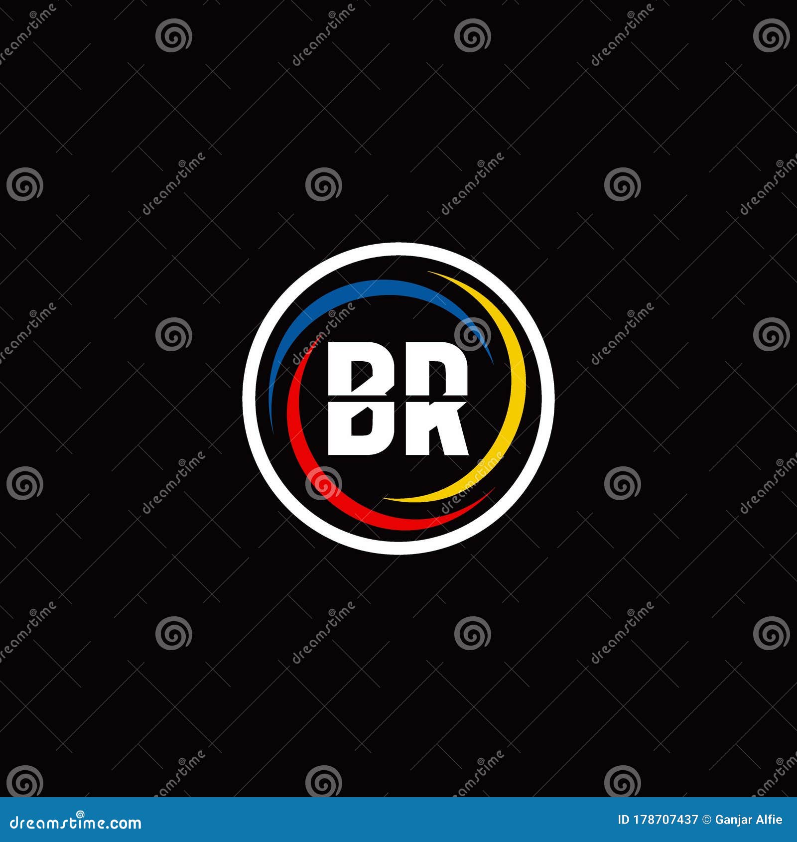 BR Monogram Logo Isolated on Circle Shape with 3 Slash Colors Rounded ...